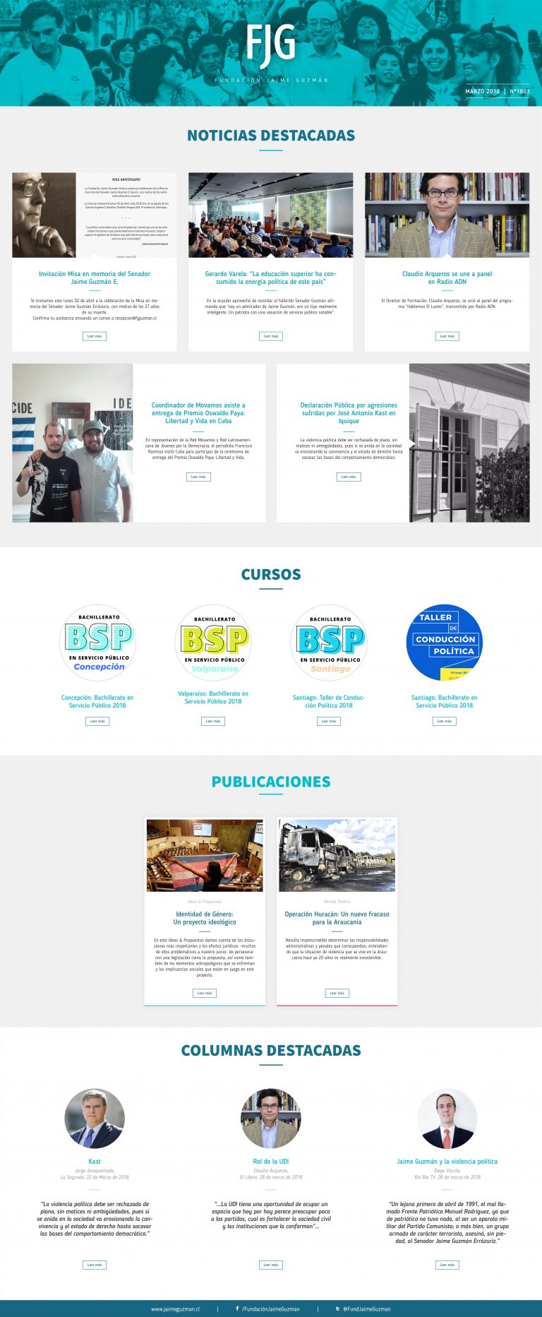 Boletín FJG - Marzo 2018 - Fundación Jaime Guzmán